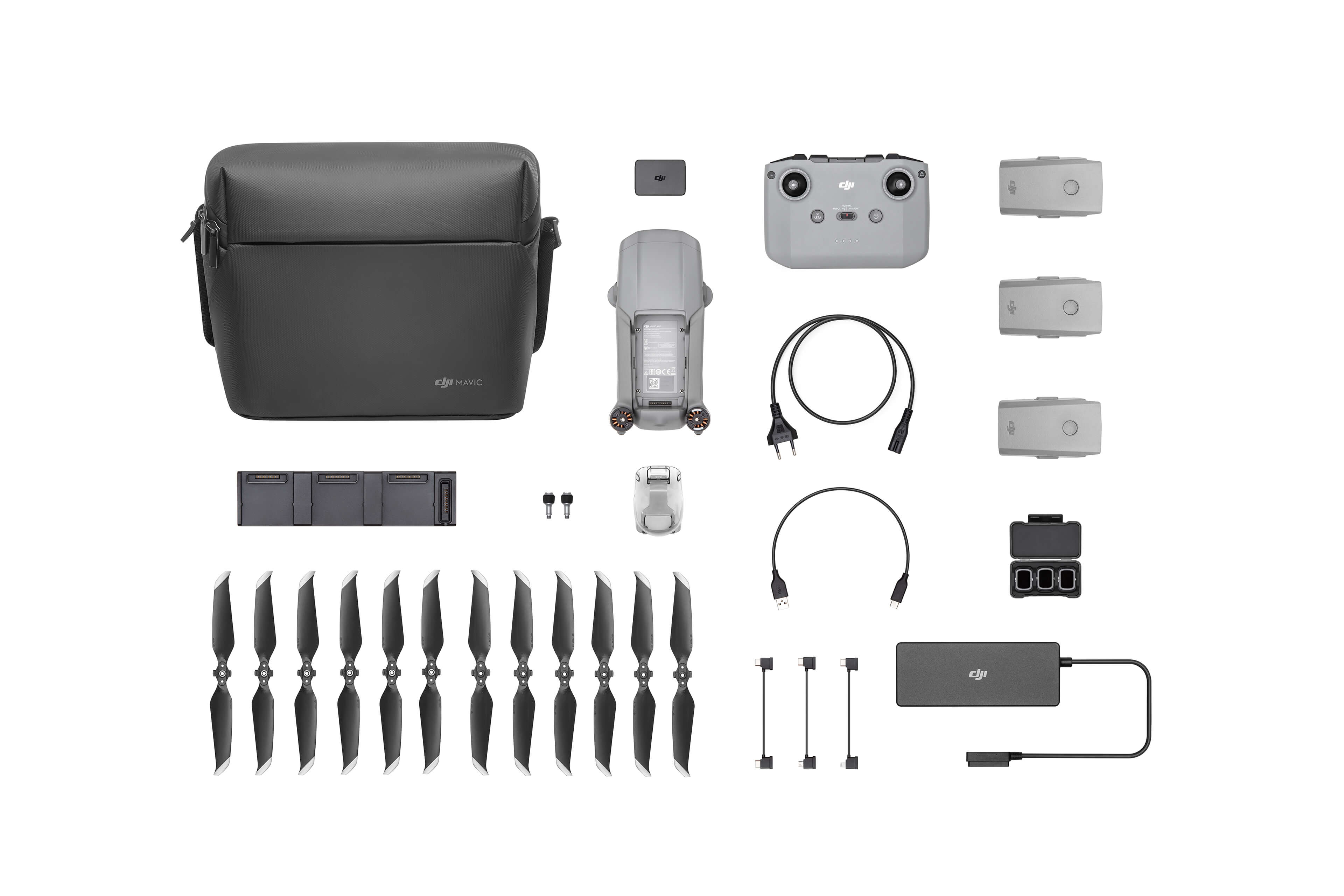 Flat Lay of What Comes in the DJI Mavic Air 2 Box & What Comes in the ...